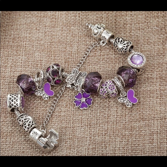 Jewelry | New Sterling Silver Purple Butterfly Charm Bracelet | Poshmark